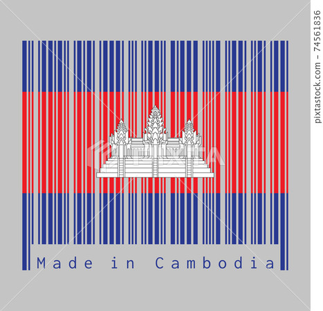Barcode set the color of Cambodia flag, blue... - Stock Illustration ...