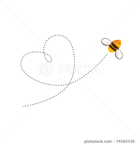 Flying bee and the heart shape flight... - Stock Illustration [74565330 ...