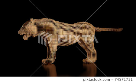 A tiger made of many cubes on a black uniform... - Stock Illustration ...