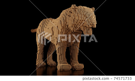 A tiger made of many cubes on a black uniform... - Stock Illustration ...