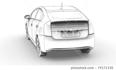 Three-dimensional model of a hybrid family car... - Stock Illustration ...