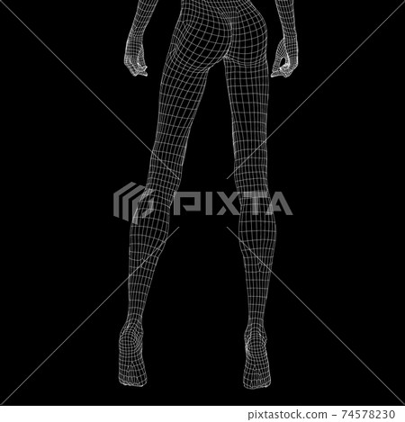 Wireframe black background female legs... - Stock Illustration ...