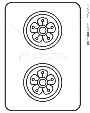 Line art two-cylinder mahjong tiles... - Stock Illustration [74578377 ...