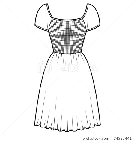 Smock shirred dress technical fashion... - Stock Illustration [74583441 ...