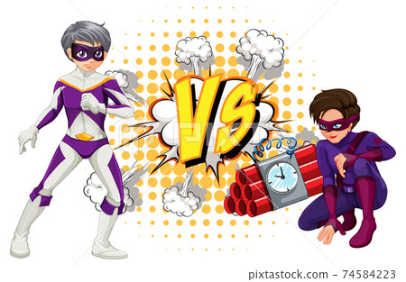 Two superheroes fighting each other - Stock Illustration [74584223] - PIXTA