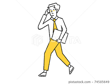 A man running while making a phone call - Stock Illustration [74585649 ...