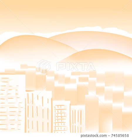 Orange office building cityscape background... - Stock Illustration ...