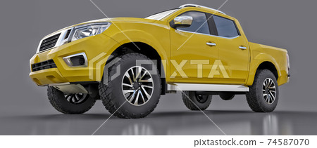 Yellow commercial vehicle delivery truck with a... - Stock Illustration ...