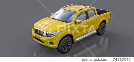 Yellow commercial vehicle delivery truck with a... - Stock Illustration ...
