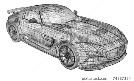 The model sports a premium coupe. Raster... - Stock Illustration ...