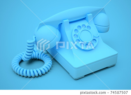 Old blue dial telephone on a blue background.... - Stock Illustration ...