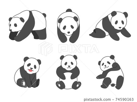 Various poses panda illustration set - Stock Illustration [74590163 ...