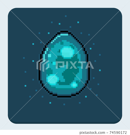 Pixel art blue crystal dragon egg icons. - Stock Illustration [74590172 ...