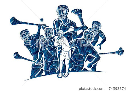 Irish Hurley Sport. Group of Hurling Sport... - Stock Illustration ...