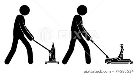 stick figure, workshop mechanic rolls a... - Stock Illustration ...