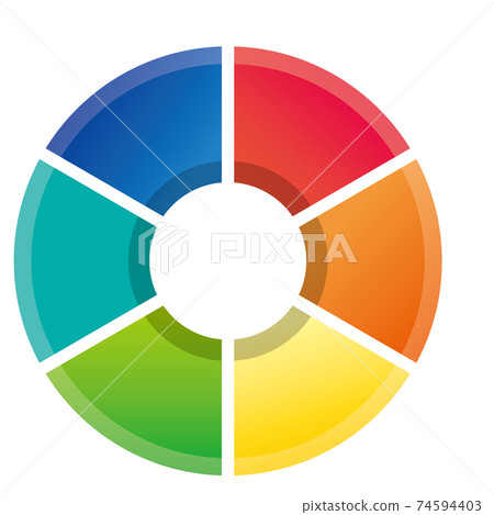 3D Infographics ｜ 6-split pie chart chart PDCA... - Stock Illustration ...