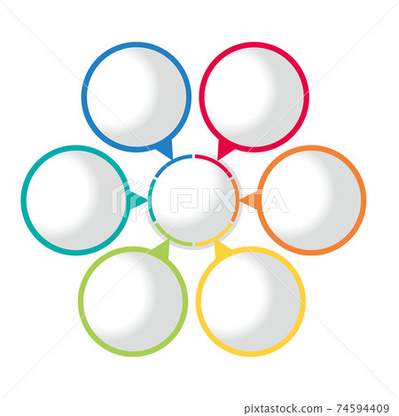 3D Infographics | Chart of 6 circles and arrows... - Stock Illustration ...