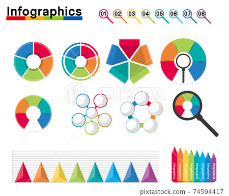 Infographics set ｜ 5-split pie chart chart PDCA... - Stock Illustration ...