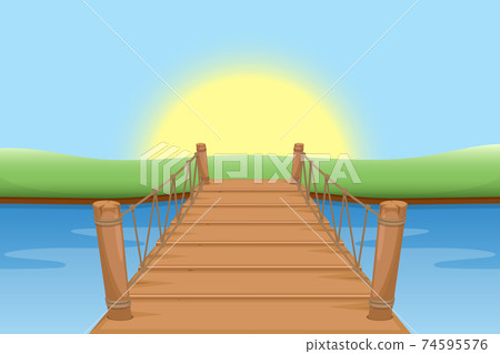 Wooden bridge vector design illustration - Stock Illustration [74595576 ...