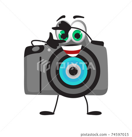 Funny Photo Camera on white background, flat... - Stock Illustration ...