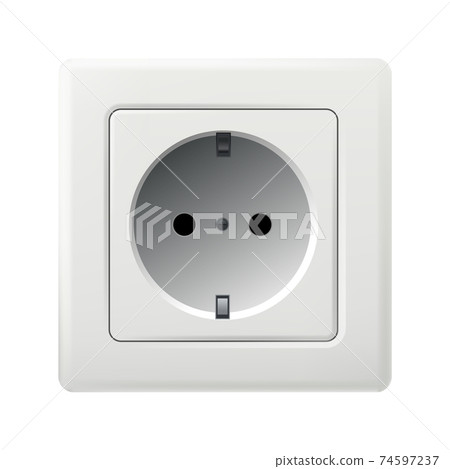 One plug socket power outlet isolated on white... - Stock Illustration ...