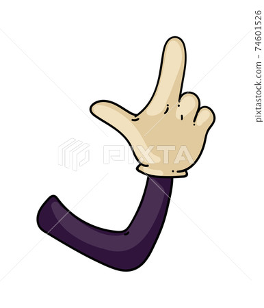 Comic cartoon character hand gun gesture on white - Stock Illustration ...