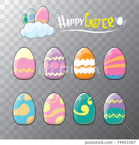 Set of color hand drawn Easter eggs with... - Stock Illustration ...