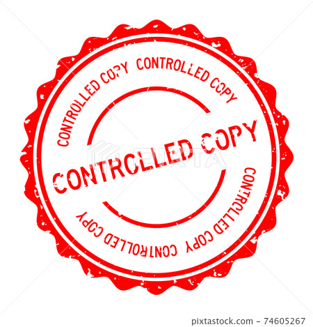 Grunge red controlled copy word round rubber... - Stock Illustration ...