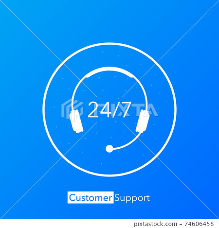 24/7 support in abstract style on white... - Stock Illustration ...