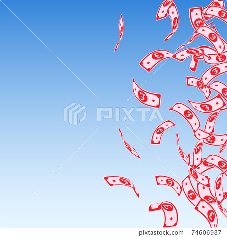 British pound notes falling. Floating GBP bills on - Stock Illustration ...