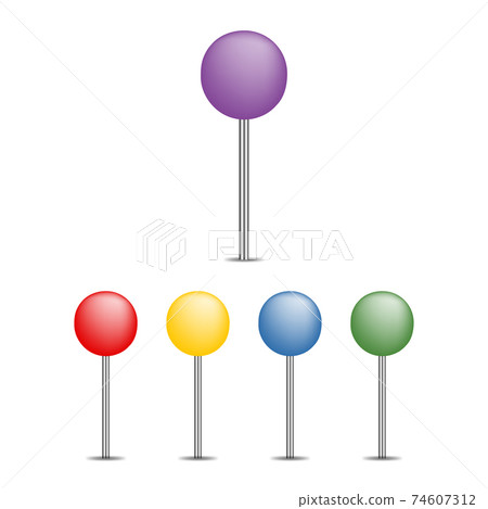Colored pins an tacks on the white background - Stock Illustration ...