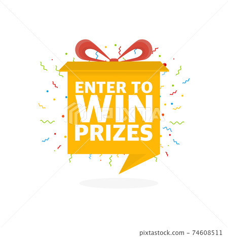 Enter to win prizes. Prize box opening and... - Stock Illustration ...