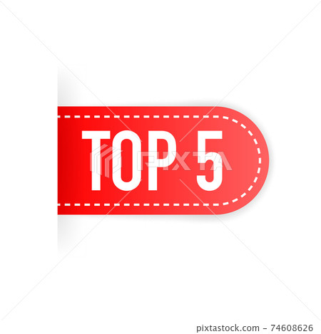 Top 5. Red ribbon. Flat vector illustration on... - Stock Illustration ...