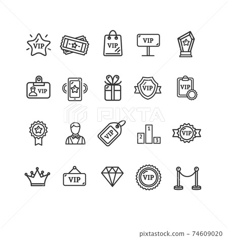Vip Sign Thin Line Icon Set. Vector - Stock Illustration [74609020] - PIXTA