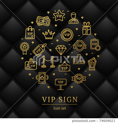 Vip Sign Round Design Template Thin Line Icon... - Stock Illustration ...