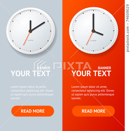 Realistic Detailed 3d Clock Banner Vertical... - Stock Illustration ...