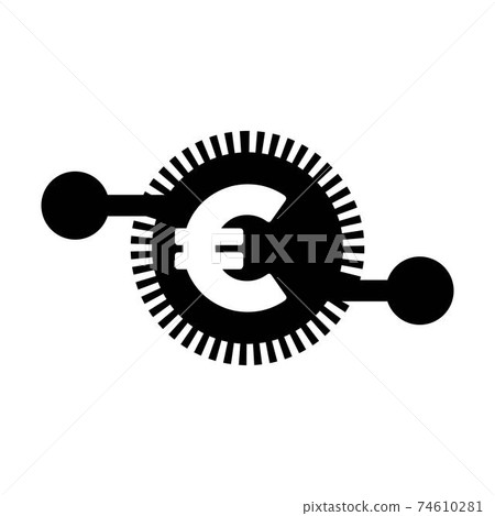Digital euro coin icon vector currency symbol...-插圖素材 [74610281] - PIXTA圖庫