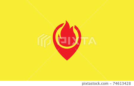 fire red with pin map location logo design... - Stock Illustration ...