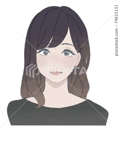 Woman facing the front (normal skin) - Stock Illustration [74615131 ...