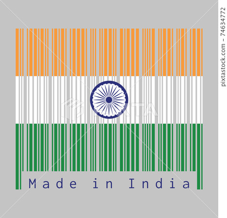 Barcode set the color of India flag, text: Made... - Stock Illustration ...