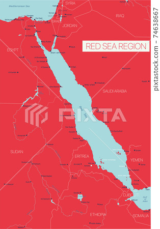 Red Sea region editable map - Stock Illustration [74638667] - PIXTA