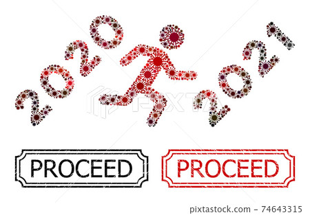 Proceed Textured Stamps with Notches and Man... - Stock Illustration ...