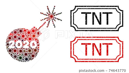 TNT Textured Badges with Notches and 2020... - Stock Illustration ...