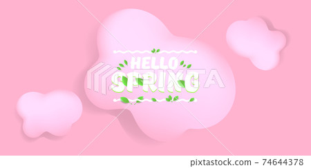 vector hello spring pink horizontal banner with... - Stock Illustration ...