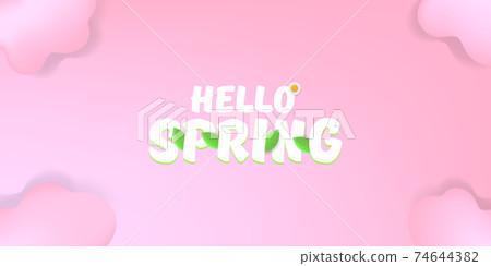 vector hello spring pink horizontal banner with... - Stock Illustration ...