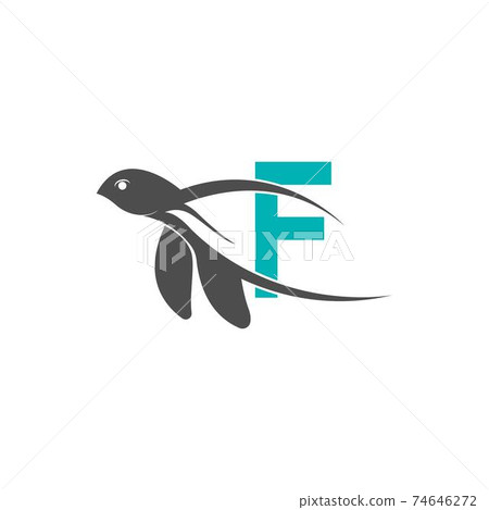 Sea turtle icon with letter F logo design... - Stock Illustration ...