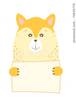 Cute cartoon animal holding tag sign with copy... - Stock Illustration ...
