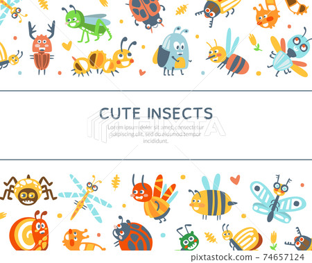 Cute Insects Banner Template, Cover, Poster,... - Stock Illustration ...