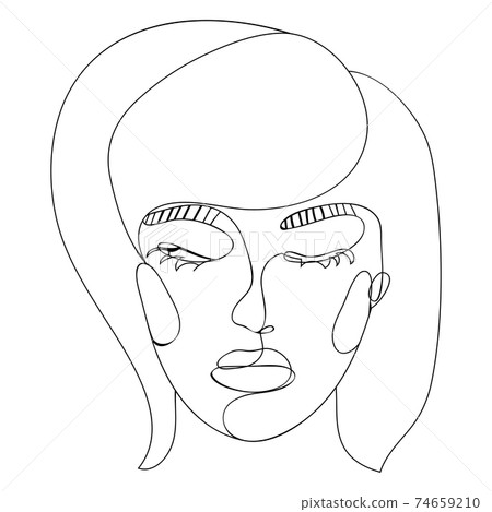 Abstract line art female portrait - Stock Illustration [74659210] - PIXTA