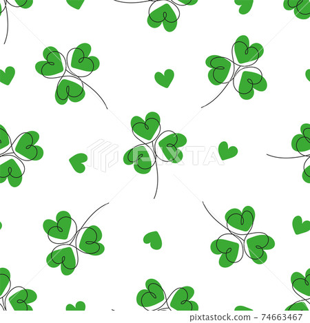 Patrick Day pattern with hearts and green leafs... - Stock Illustration ...